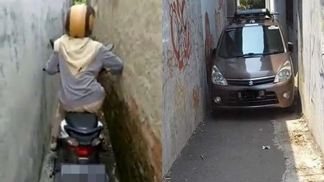 6 Potret Kendaraan Terjebak di Gang Sempit Ini Bikin Tepuk Jidat - Hot ...