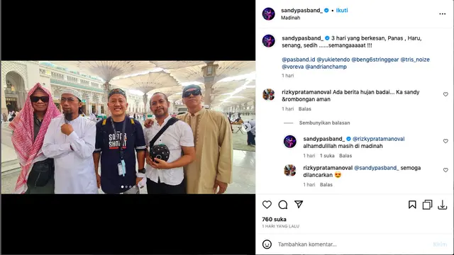 Sandy Pas Band Sedang Jalani Umrah Bareng Bandnya, Pastikan dalam ...