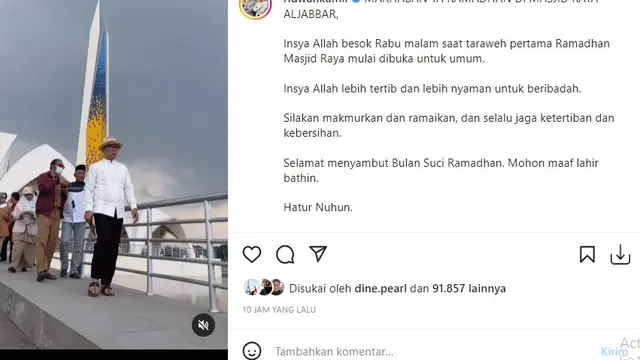 Usai Tinjau Masjid Raya Al Jabbar, Akun Instagram Ridwan Kamil Kembali ...