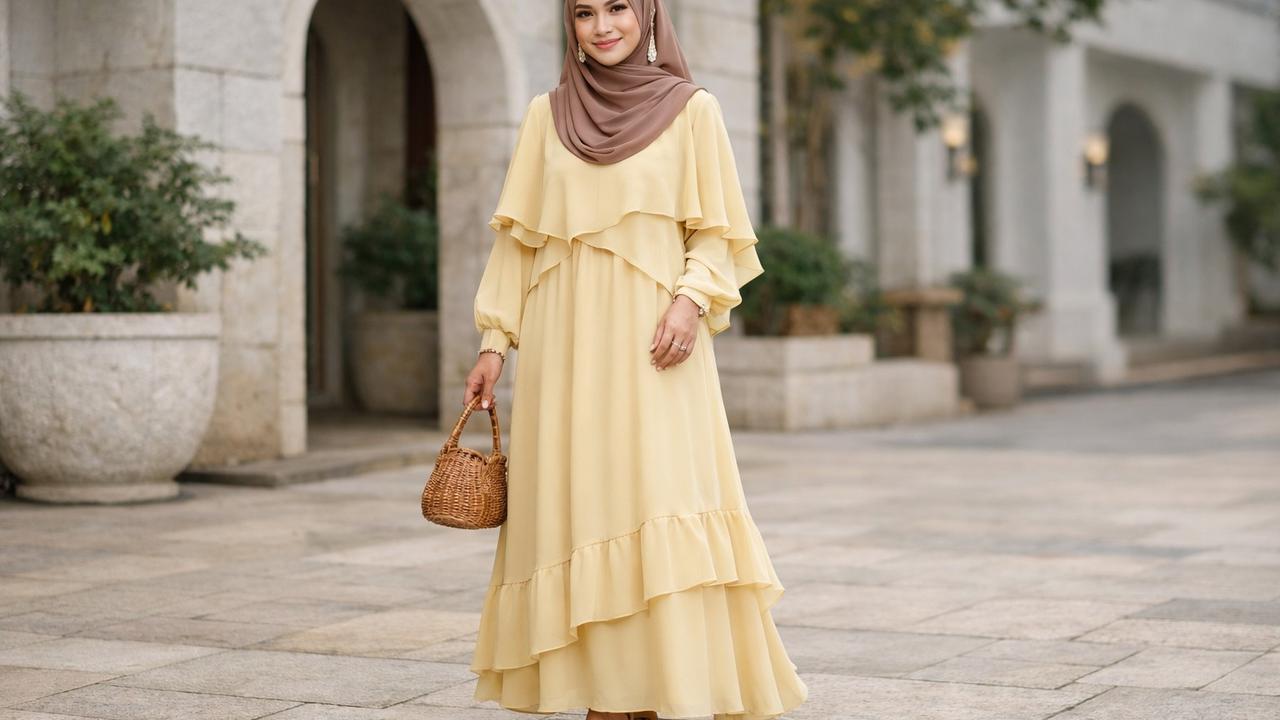 Gamis Butter Yellow Cocok dengan Jilbab Warna Apa? 7 Kombinasi Ini ...