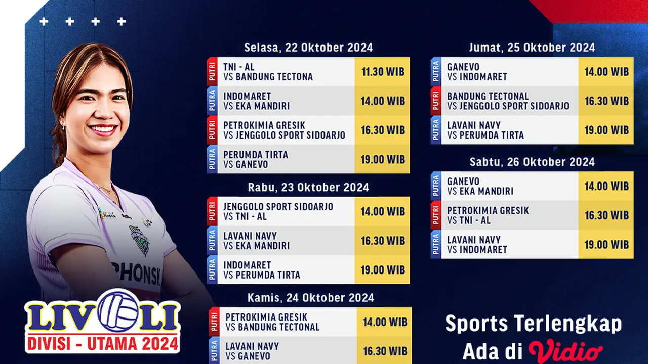Jadwal Siaran Langsung Pertandingan Bola Voli Livoli Divisi Utama 2024 ...