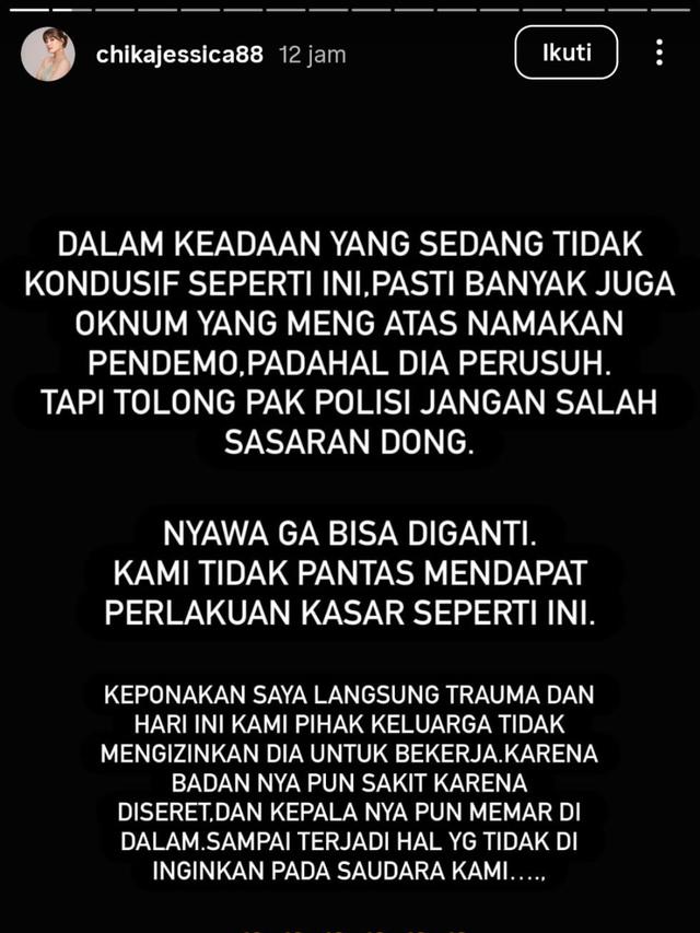 Keponakan Chika Jessica Korban Salah Pukul Polisi Bandung, Padahal Lagi ...