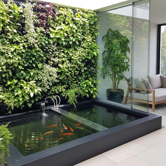 15 Ide Teras Rumah Luas dengan Kolam Ikan Mini di Sudut Depan, Ciptakan ...