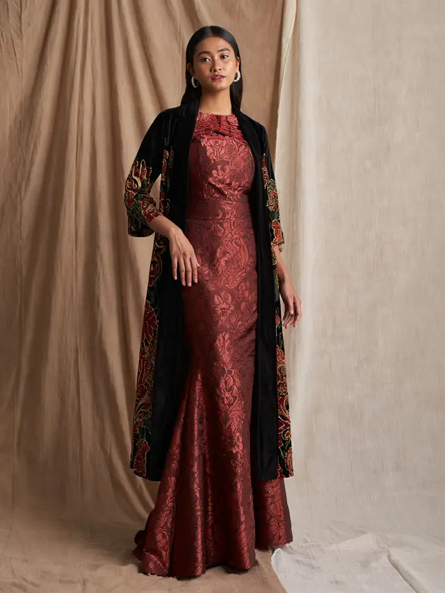 10 Dress Batik Brokat Kombinasi Outer Batik Panjang Modern, untuk ...