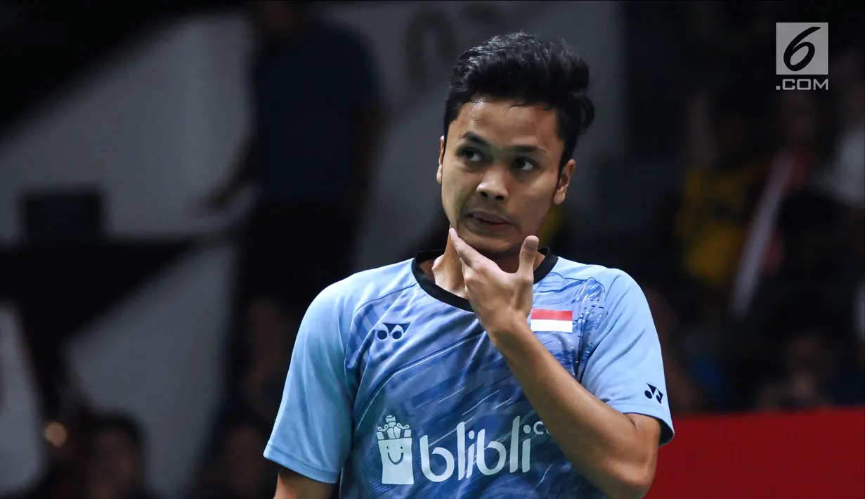 FOTO: Tumbangkan Chen Long, Anthony Ginting Melaju ke Semi Final - Foto Liputan6.com