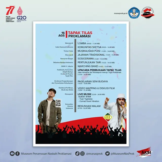 Semarak HUT ke-77 RI, Intip Sederet Agenda Tapak Tilas Proklamasi di Munasprok 16 Agustus 2022 ...