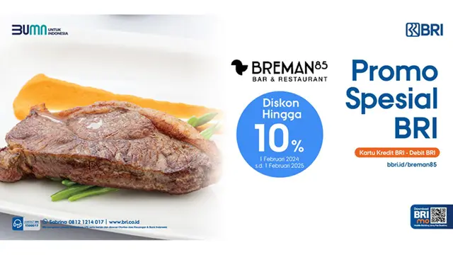 Nikmati Diskon Hingga 10% dengan Kartu Kredit BRI dan Debit BRI di BREMAN85 - Lifestyle Liputan6.com