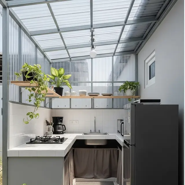 9 Inspirasi Dapur Baja Ringan dengan Atap Transparan agar Hemat Listrik ...