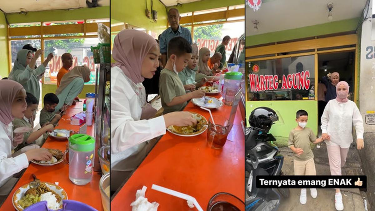 Potret Tya Ariestya Pertama Ajak Anak-anak Makan di Warteg - Photo Fimela.com