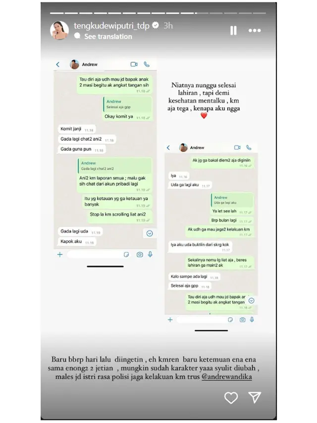 7 Potret Tengku Dewi Putri Bongkar Dugaan Perselingkuhan Andrew Andika ...