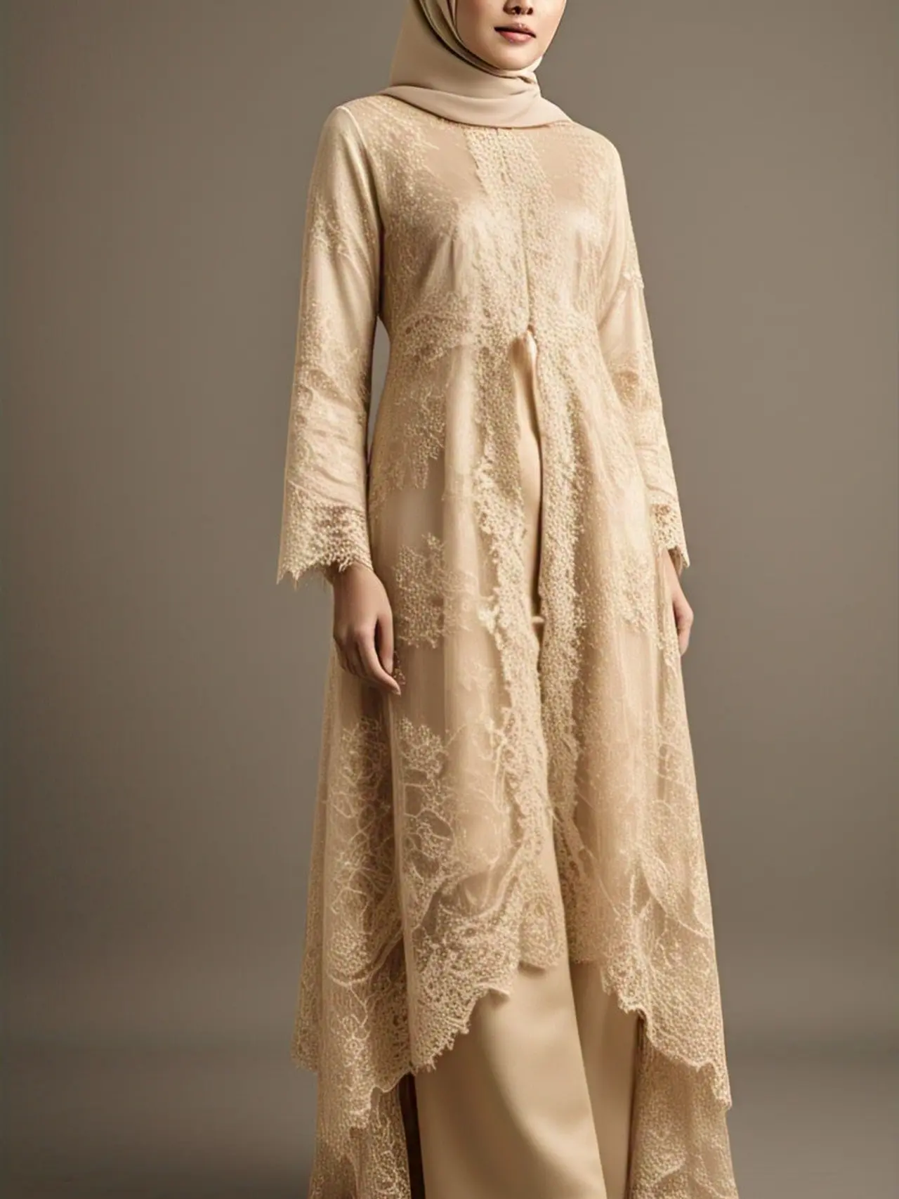 9 Opsi Model Gamis Brokat Kombinasi Lace, Muslimah Tampil Chic - Islami ...