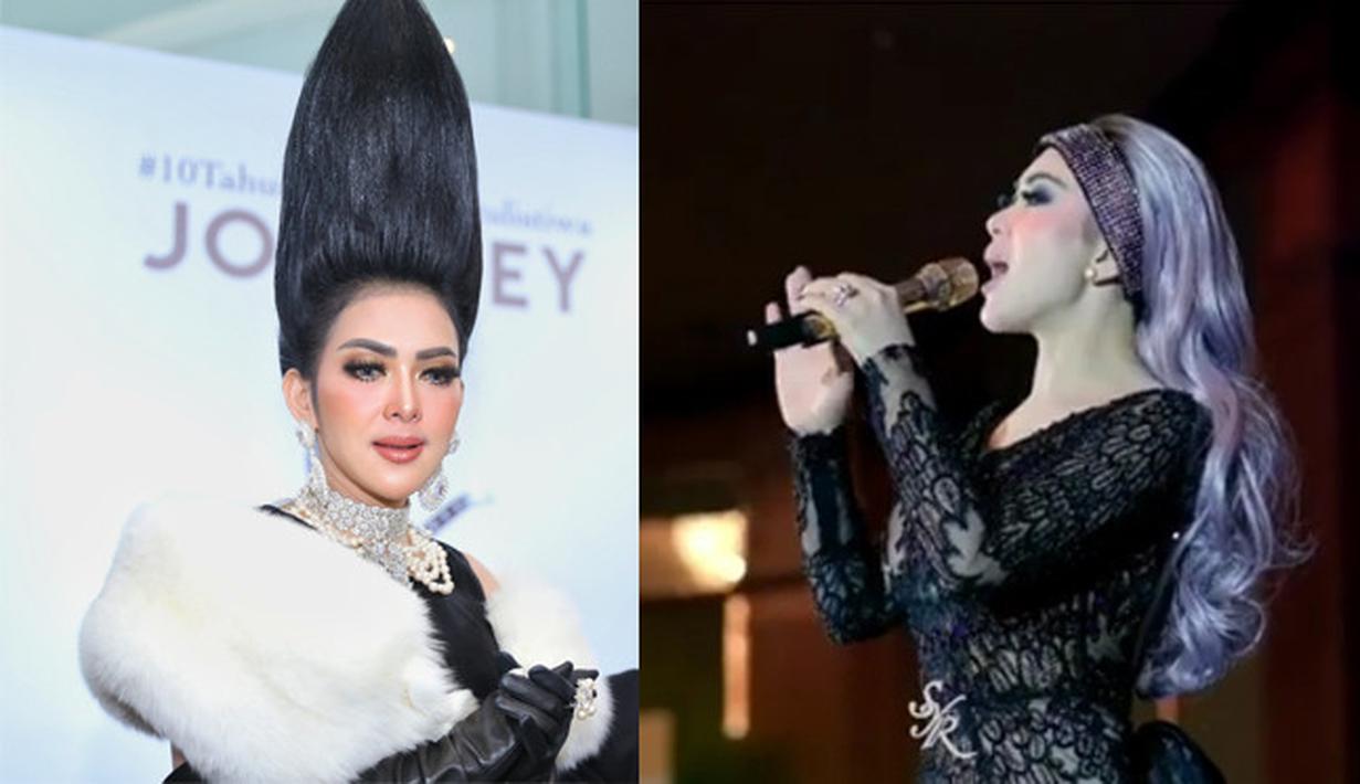 Gaya rambut Syahrini di atas panggung - Photo Fimela.com