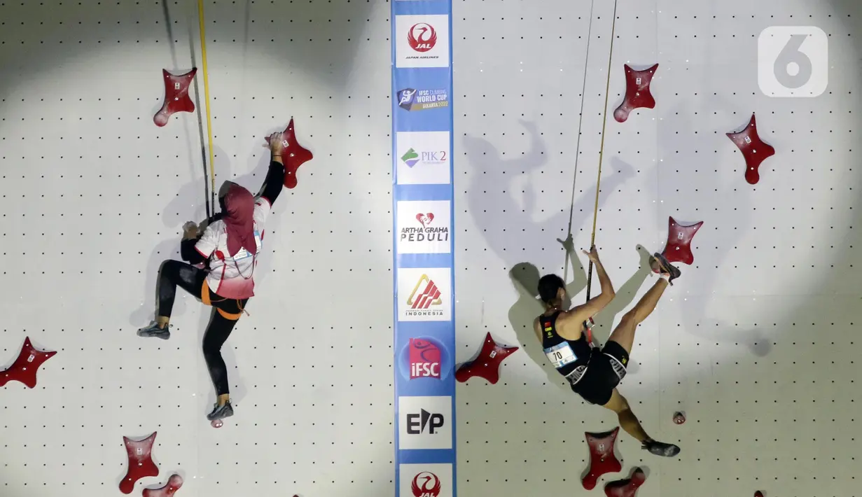 Aksi Atlet Panjat Tebing di Seri ke-12 Kejuaraan Dunia Panjat Tebing 2022 Nomor Kecepatan - Foto ...