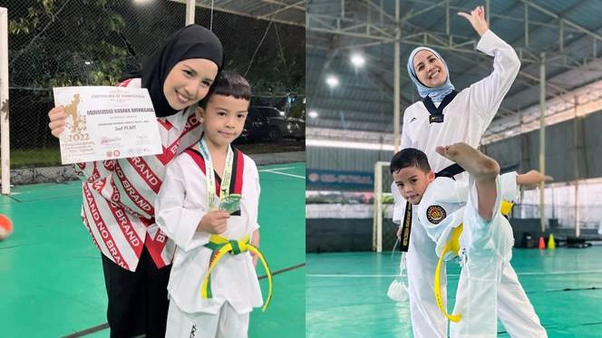 Raih Medali, Ini 5 Potret Tya Ariesta dan Putranya yang Tekuni Taekwondo