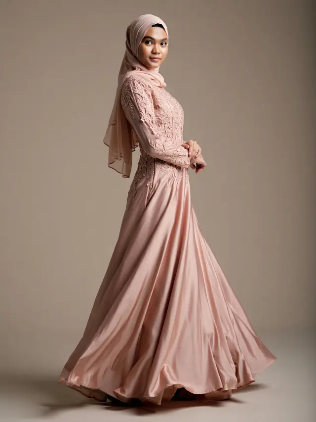 8 Rekomendasi Dress Panjang Renda Kombinasi Satin Muslim, Gaya Feminin ...
