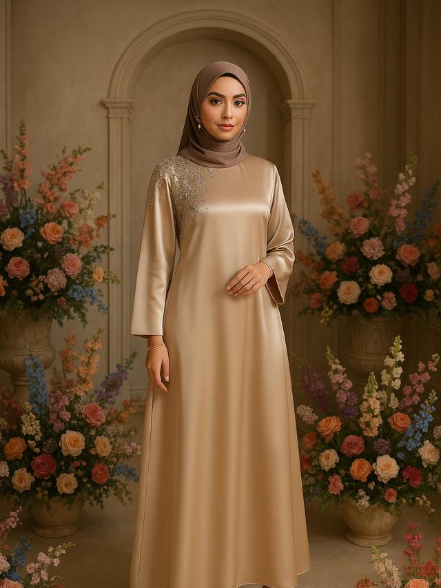 7 Model Gamis Payet Simple Tapi Mewah, Tingkatkan Penampilan dengan ...