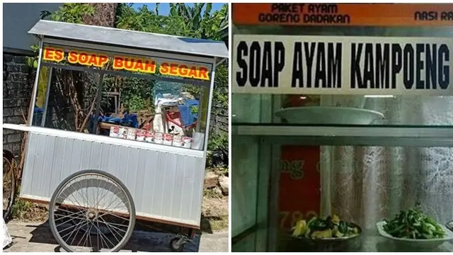 6 Tulisan 'Soap' Nyeleneh di Gerobak Jualan Ini Bikin Gagal Paham - Hot Liputan6.com
