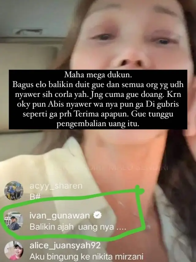 Ivan Gunawan Minta Bunda Corla Balikin Saweran Rp 100 Juta dari Nikita Mirzani, Hura-hara Makin ...