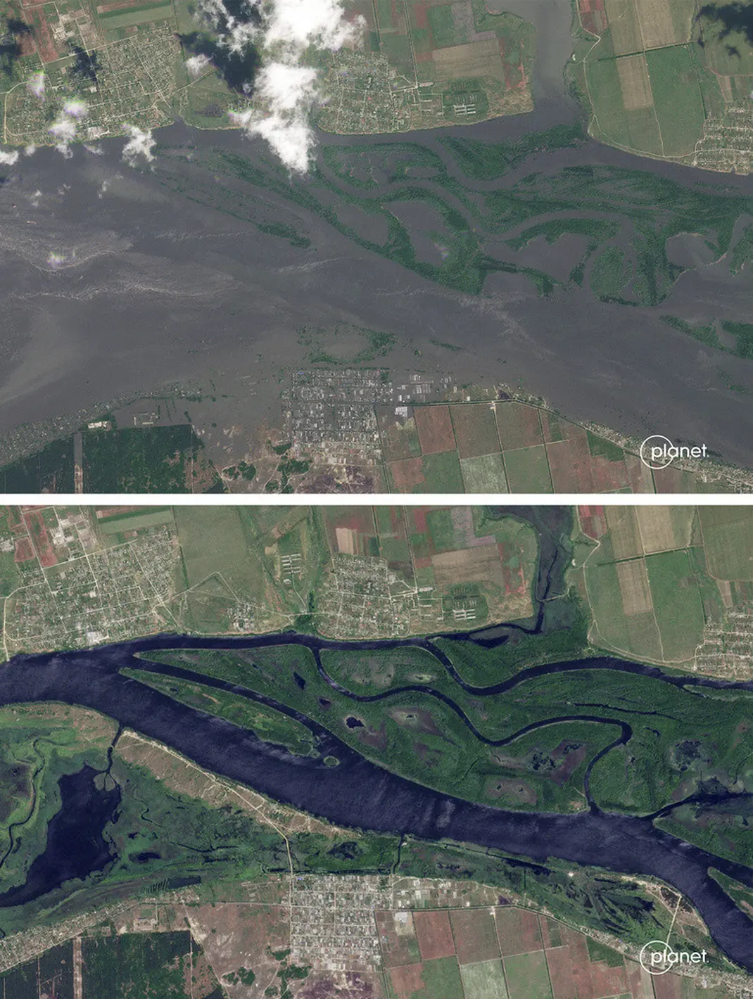 Citra Satelit Kondisi Wilayah Ukraina Sebelum dan Sesudah Banjir Akibat ...