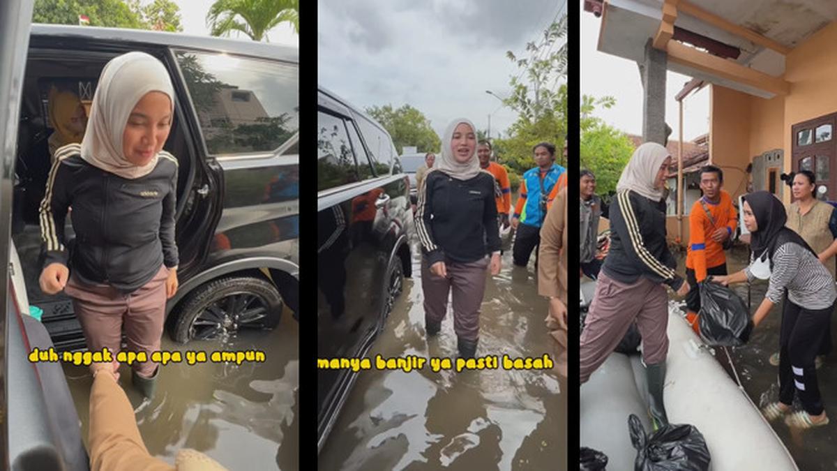 Potret Chacha Frederica Terjun Langsung Berikan Bantuan Korban Banjir ...