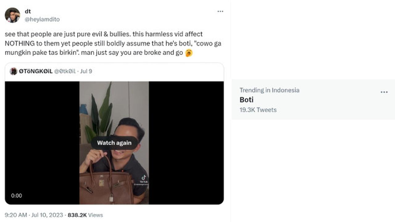 Mengenal Istilah Boti yang Jadi Trending Topic Twitter Gegara Ada Cowok Beli Tas Hermes Birkin