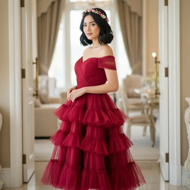 9 Model Gaun Pesta Off-Shoulder Midi, Busana Elegan untuk Berbagai ...