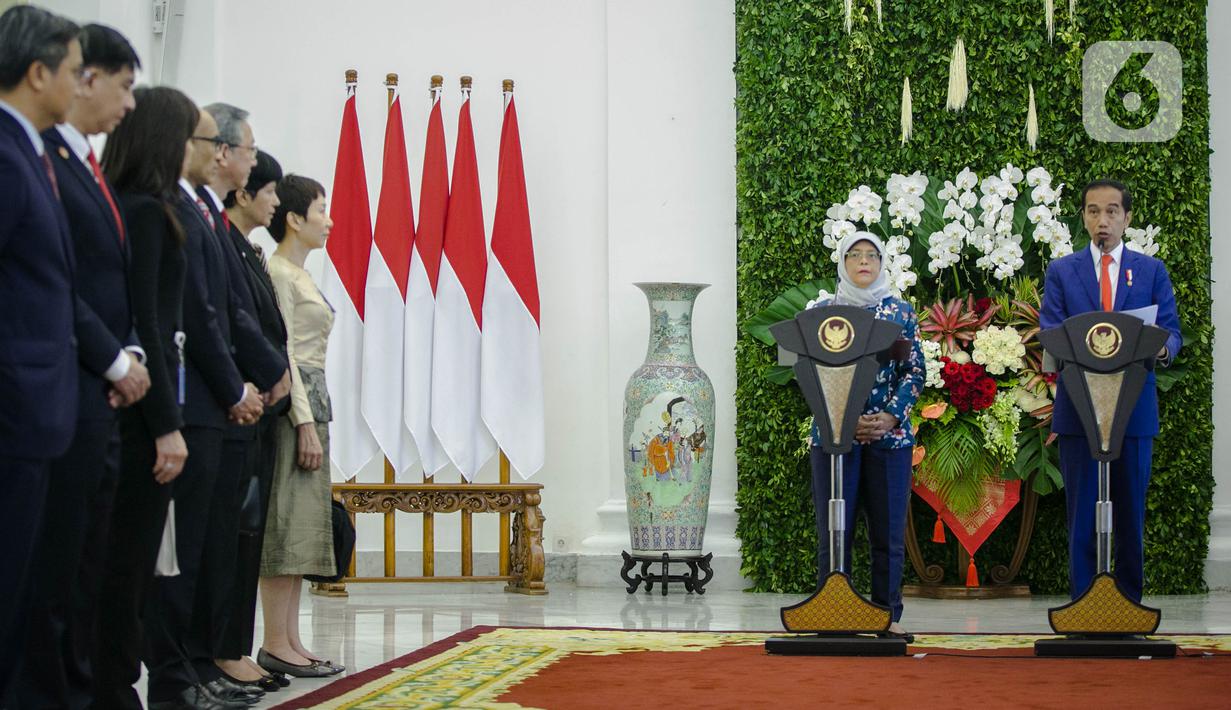 FOTO: Jokowi dan Presiden Singapura Berikan Pernyataan Bersama Usai Pertemuan - Foto Liputan6.com