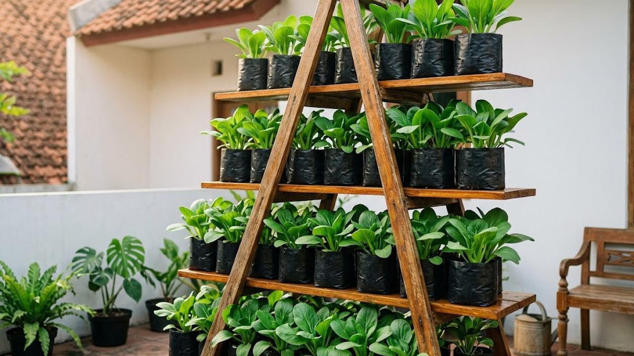 7 Model Rak Kebun Vertikal Sederhana dari Ember dan Bambu, Solusi Lahan ...