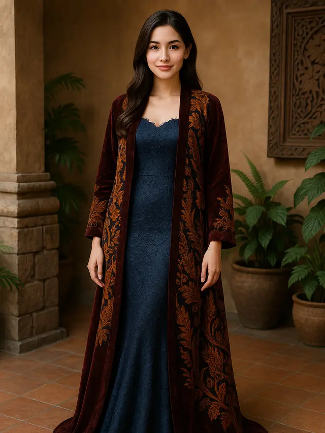 9 Model Long Dress Brokat Kombinasi Outer Batik Panjang Kekinian 2025 ...