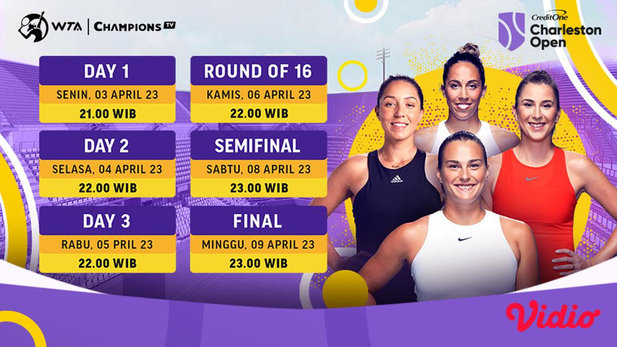 Jadwal Live Streaming WTA 500 Charleston Open di Vidio, 3-10 April 2023 - Ragam Bola.com