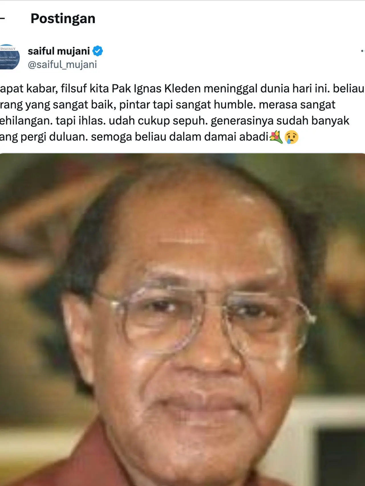 Ignas Kleden Meninggal, Alissa Wahid Minta Maaf Belum Penuhi Janji ...