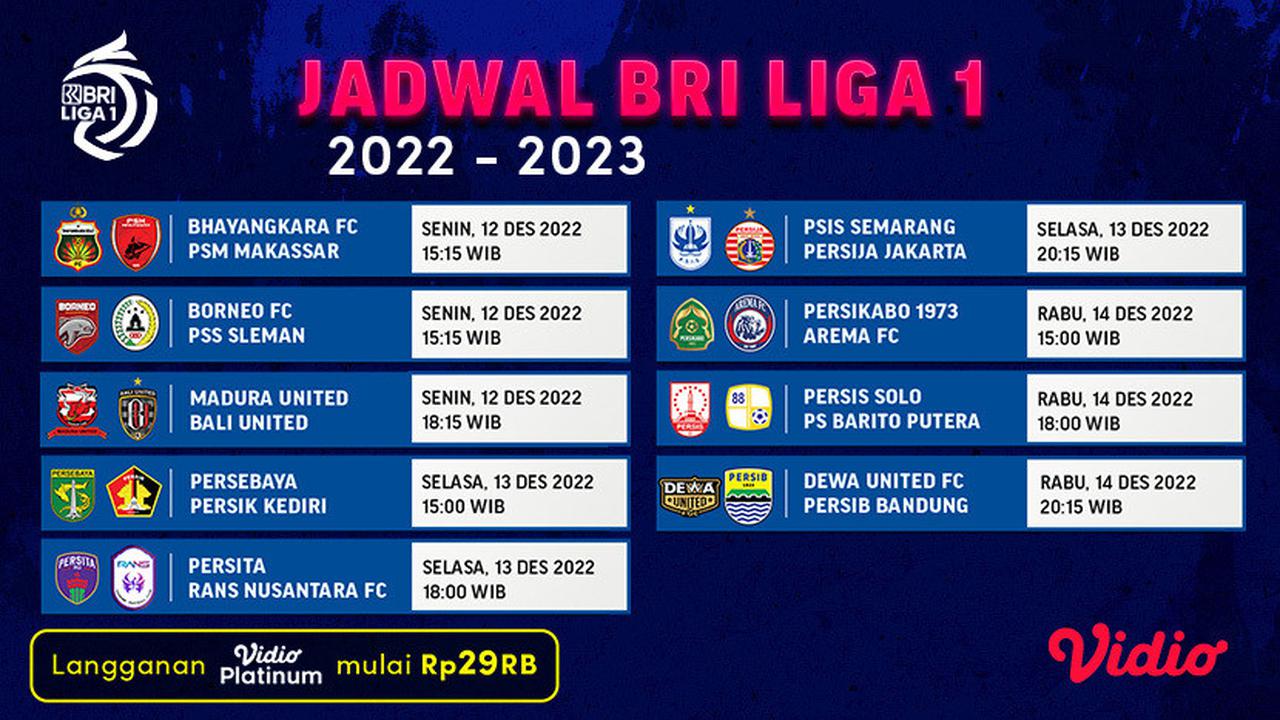Jadwal Lengkap dan Live Streaming BRI Liga 1 Minggu ke-14 di Vidio, 12 ...