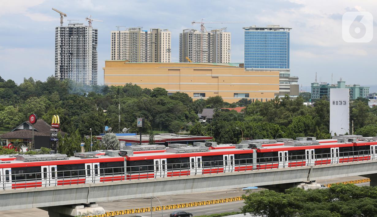 FOTO: Progres Pembangunan Kereta LRT Jabodebek - Foto Liputan6.com