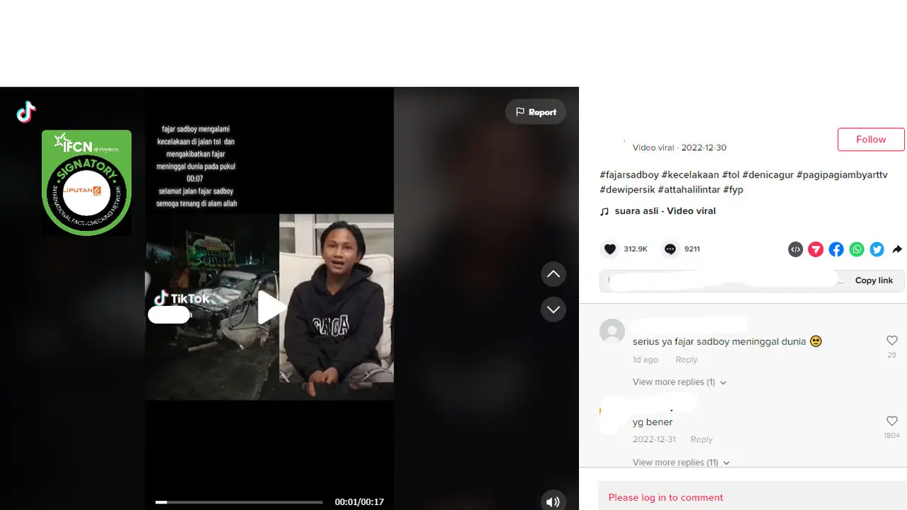 Cek Fakta: Tidak Benar Kabar Fajar Sadboy Meninggal karena Kecelakaan - Cek Fakta Liputan6.com