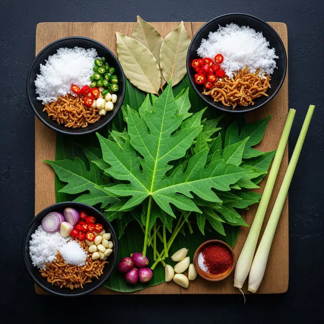 Cara Membuat Buntil Daun Pepaya Isi Kelapa, dari Pengolahan Daun hingga ...