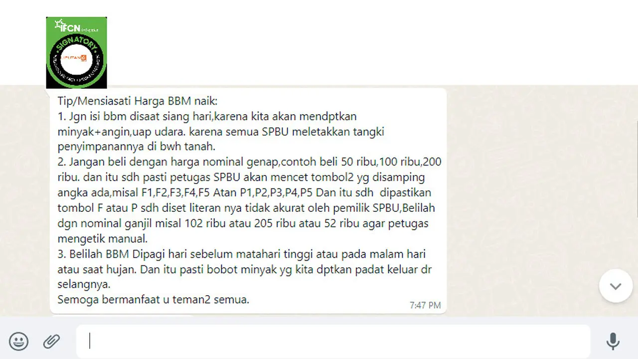 Cek Fakta: Tips Menyiasati Pengisian BBM saat Harga Naik Ini Tidak Benar - Cek Fakta Liputan6.com