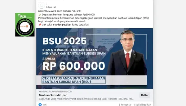 Cek Fakta: Tidak Benar Ini Link Resmi Kemnaker Untuk Cek Status Penerima BSU - Cek Fakta ...