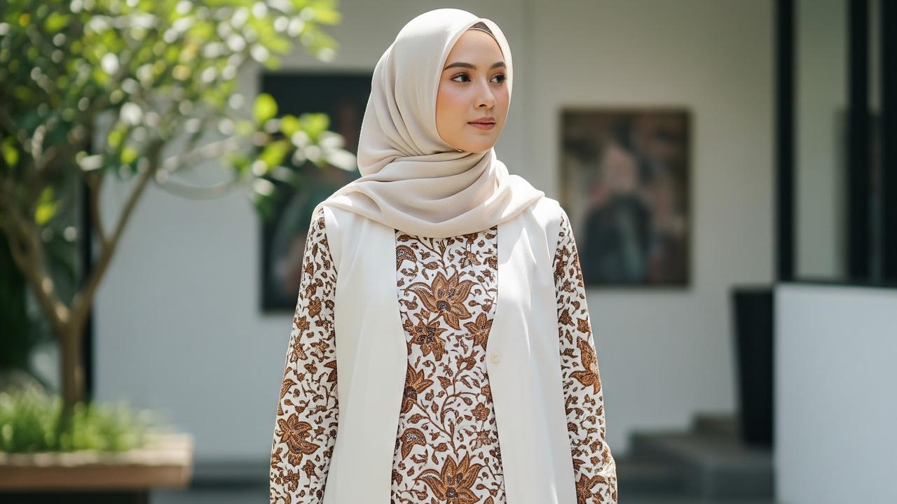 7 Model Gamis Batik dengan Outer Tunik, Gaya Syar’i yang Tetap Modis
