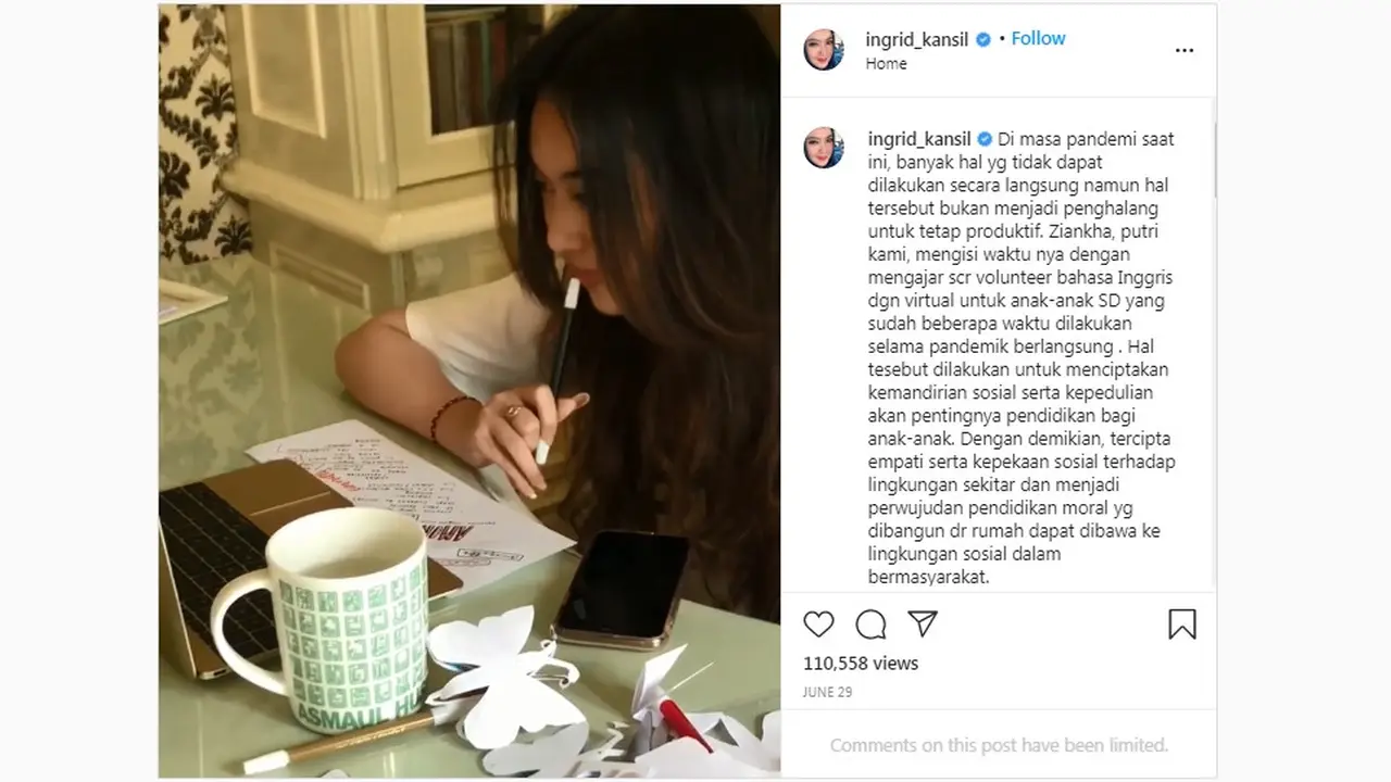 Isi Waktu di Masa Pandemi, Putri Ingrid Kansil Jadi Tutor Bahasa ...