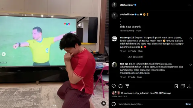 Atta Halilintar Girang Timnas Sepak Bola Dapat Emas di SEA Games 2023, Sempat Kesal Karena Ikut ...