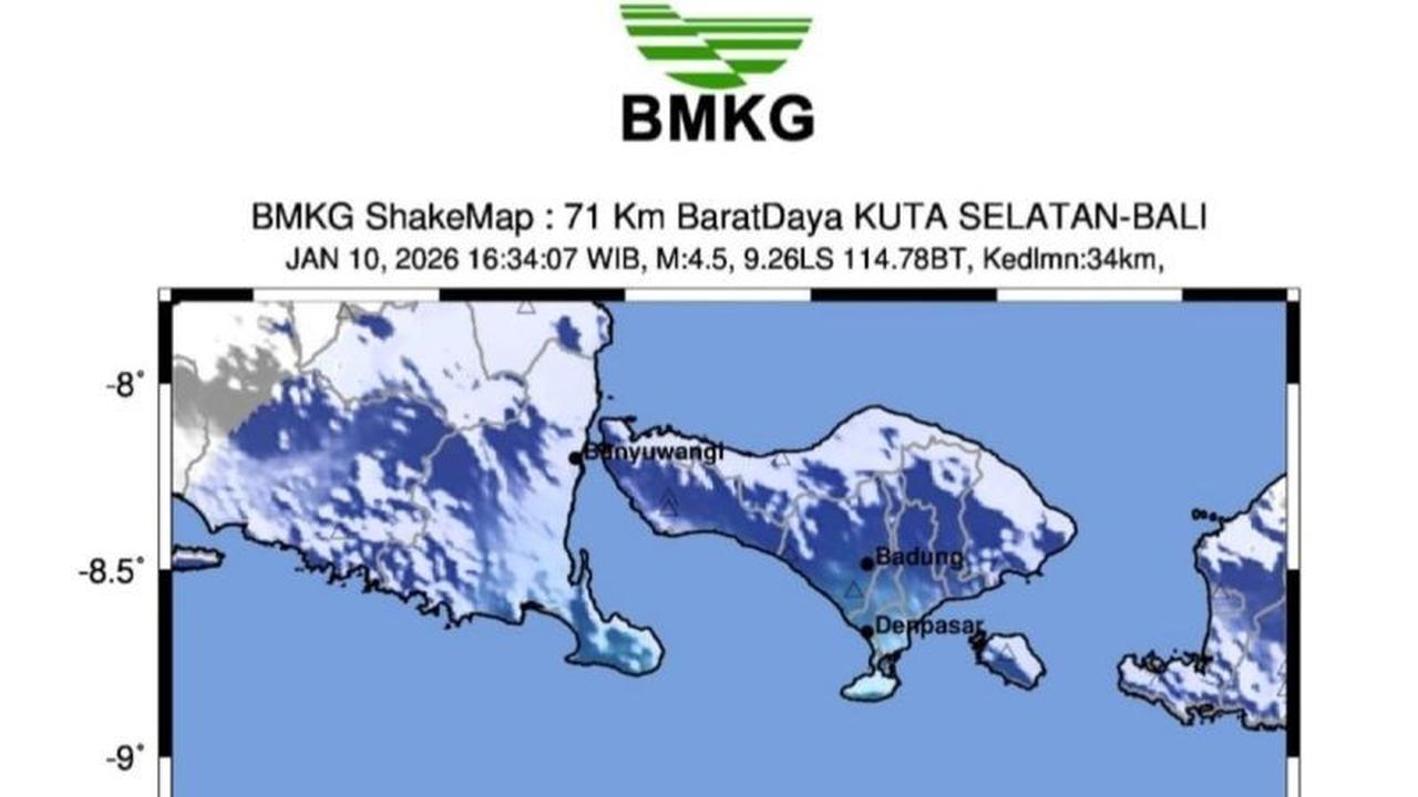 Gempa Magnitudo 4,5 Guncang Kuta Selatan Bali, Dipicu Aktivitas Sesar Aktif