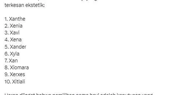 7 Rekomendasi Nama Anak dari Huruf X ala Netizen Ini Kocak - Hot ...