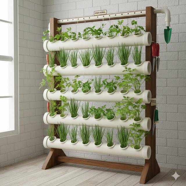 10 Ide Model Kebun Mini Tanaman Herbal dalam Rak, Lengkap DIY Praktisnya