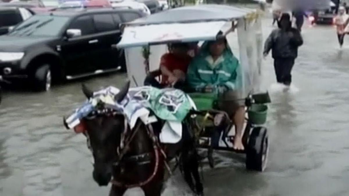 Kelapa Gading Banjir, Kusir Delman dan Gerobak Ketiban Rezeki - News ...