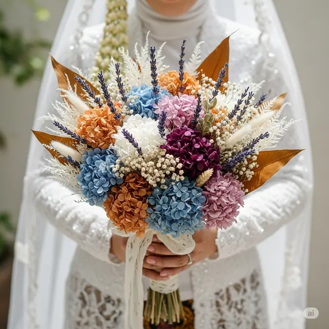 12 Ide Buket Pengantin dari Bunga Kering Ala Vintage, Lambangkan ...