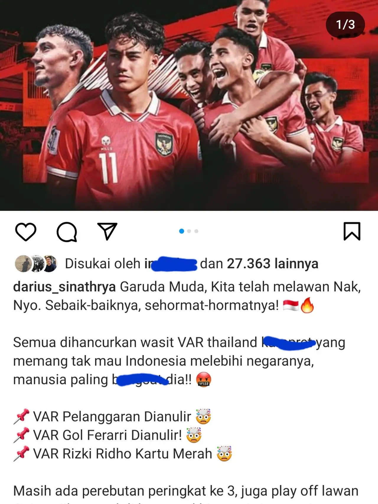 3 Alasan Darius Sinathrya Jengkel ke Wasit Piala Asia U23 Indonesia Vs ...