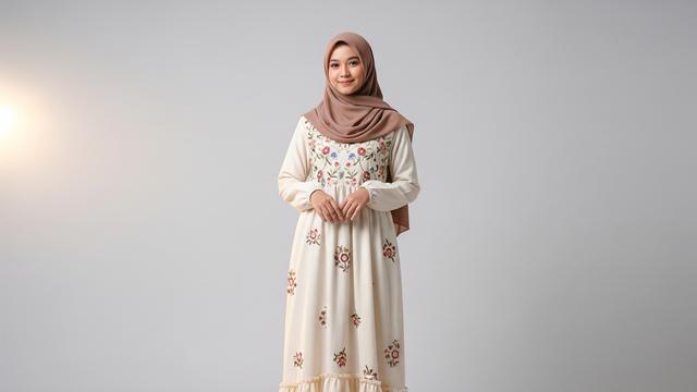 7 Model Gamis Katun Bordir Casual untuk Remaja yang Nyaman, Modis, dan ...