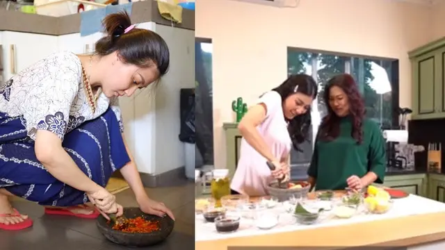 Gaya 7 Seleb Wanita Saat Ngulek Sambal, Prilly Latuconsina Jago Banget ...