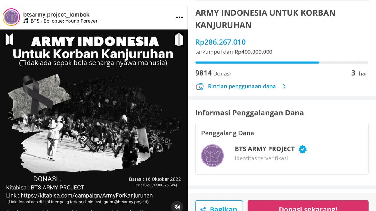 ARMY BTS Indonesia Galang Dana untuk Tragedi Kanjuruhan, Terkumpul ...