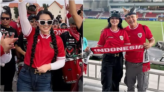 9 Momen Fitri Carlina Setia Nonton Langsung Timnas Rela Bolak Balik